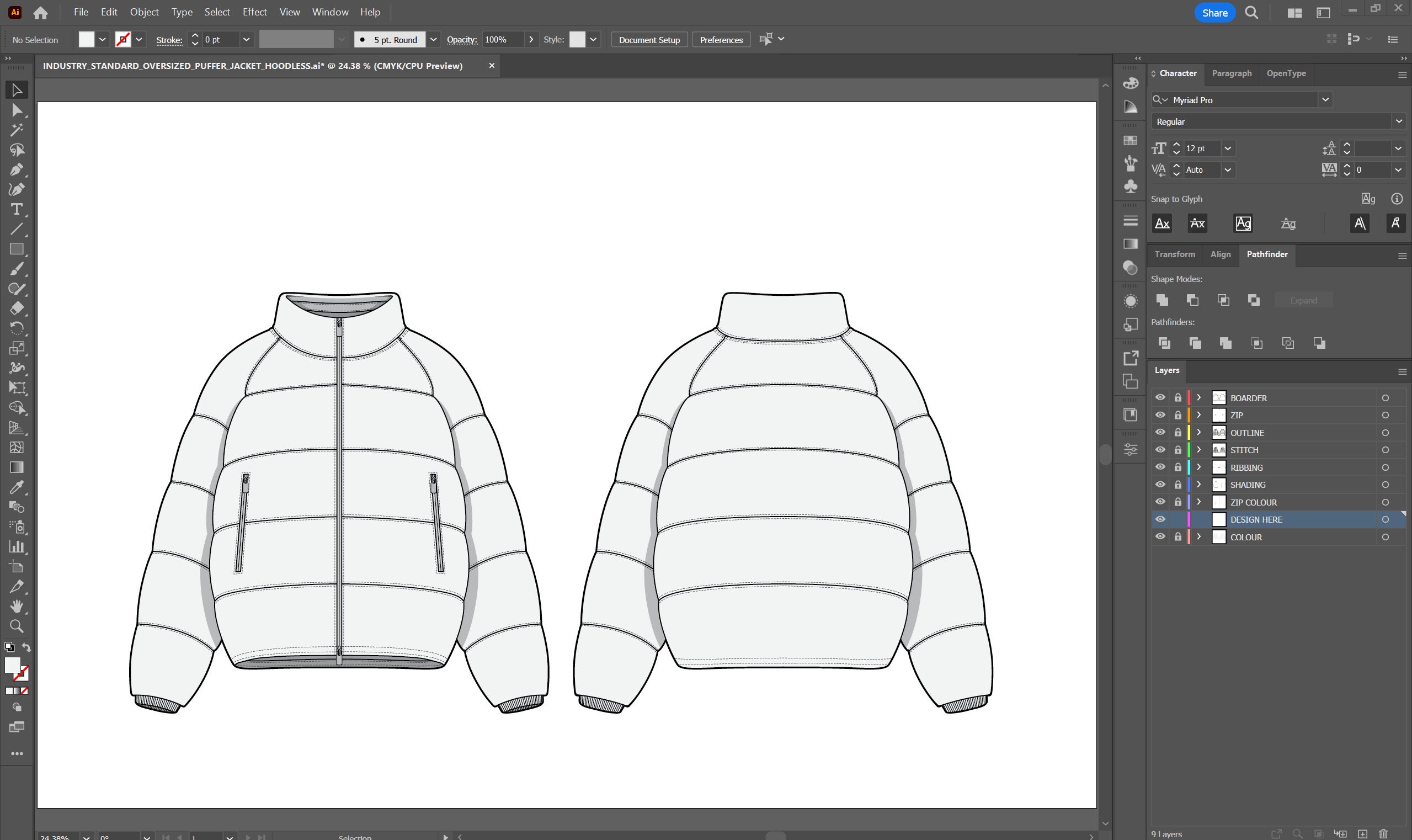 Puffer Jacket Technical Drawing - Etsy