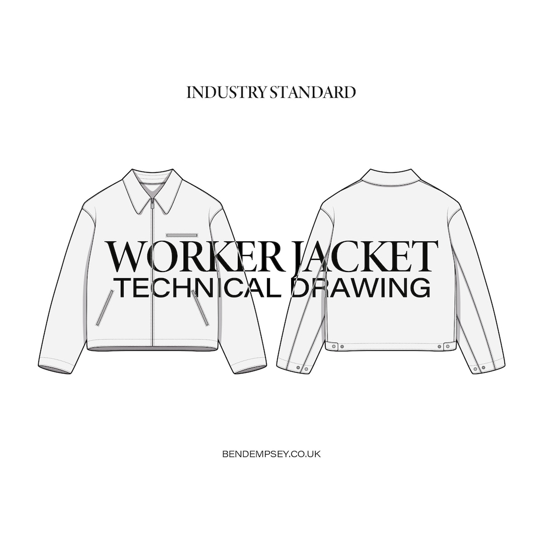 Worker Jacket Technical Drawing - Etsy