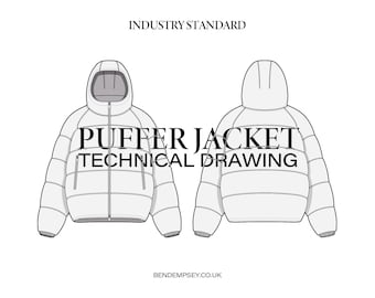 Puffer Jacket Technical Drawing - Etsy