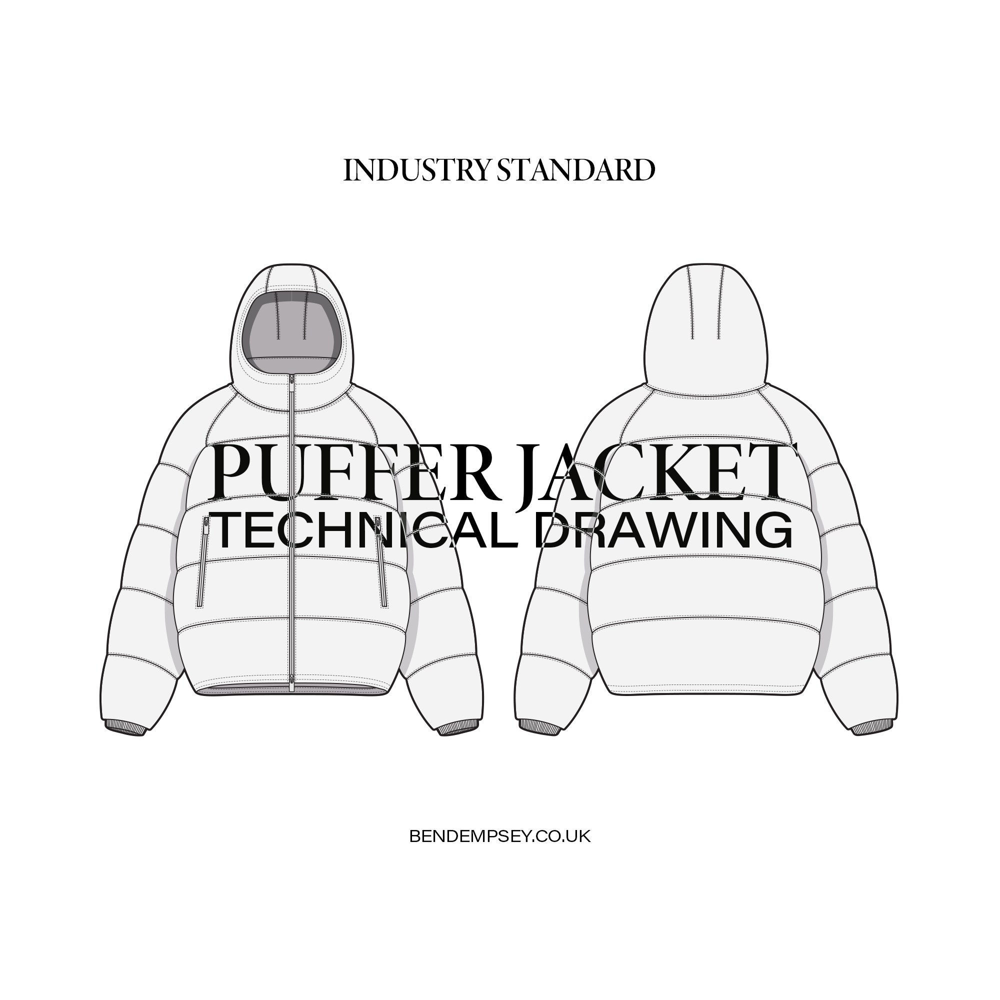 Puffer Jacket Technical Drawing - Etsy