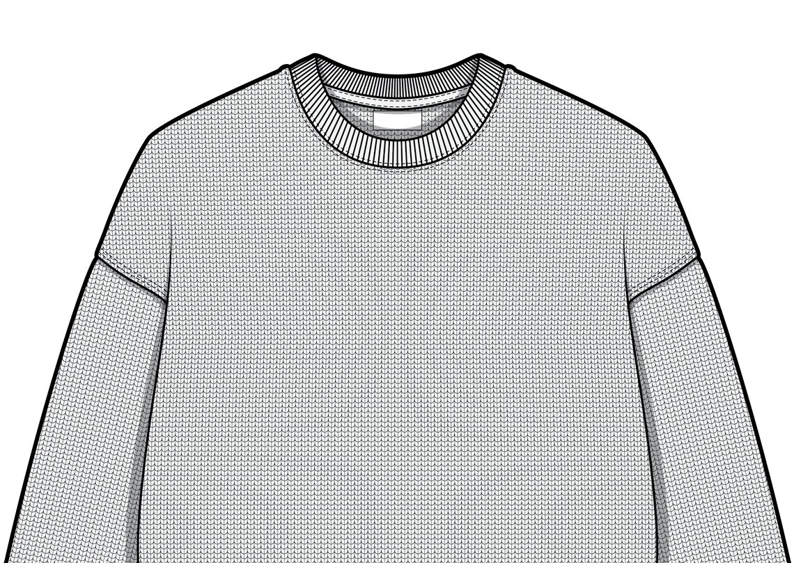 Oversized Knit Sweater Advanced Technical Drawing - Etsy