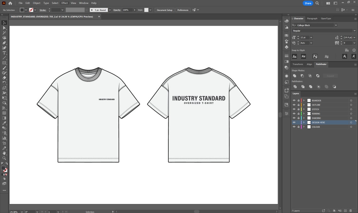 Oversized T-shirt Technical Drawing - Etsy