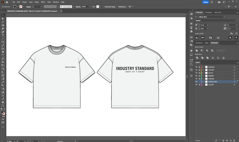 Boxy Fit T-shirt Technical Drawing - Etsy