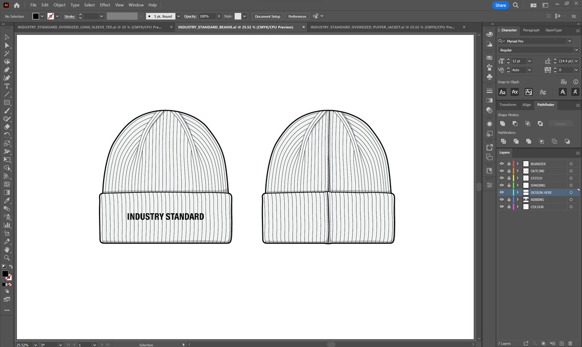 Heavy Ribbed Beanie Technical Drawing - Etsy