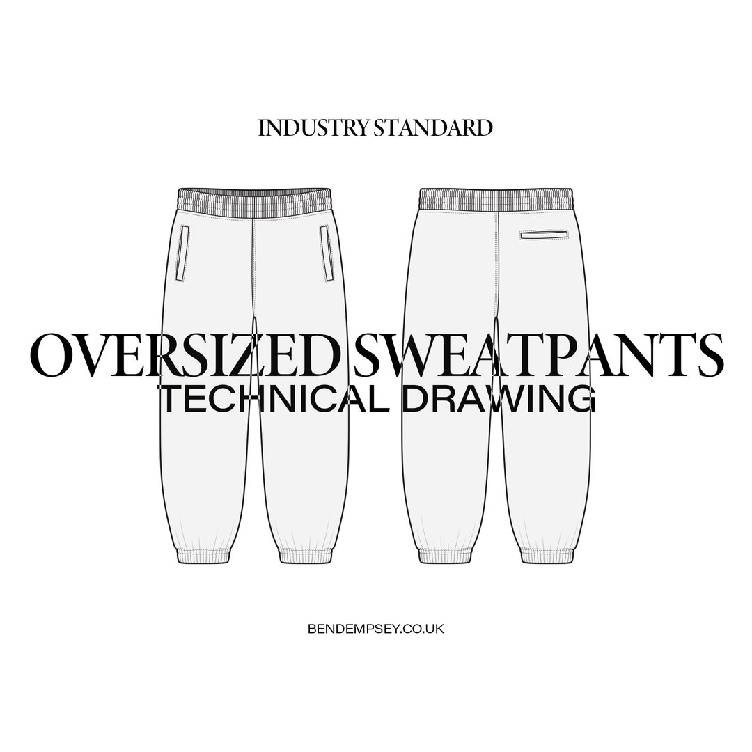 Oversized Sweatpants Technical Drawing - Etsy
