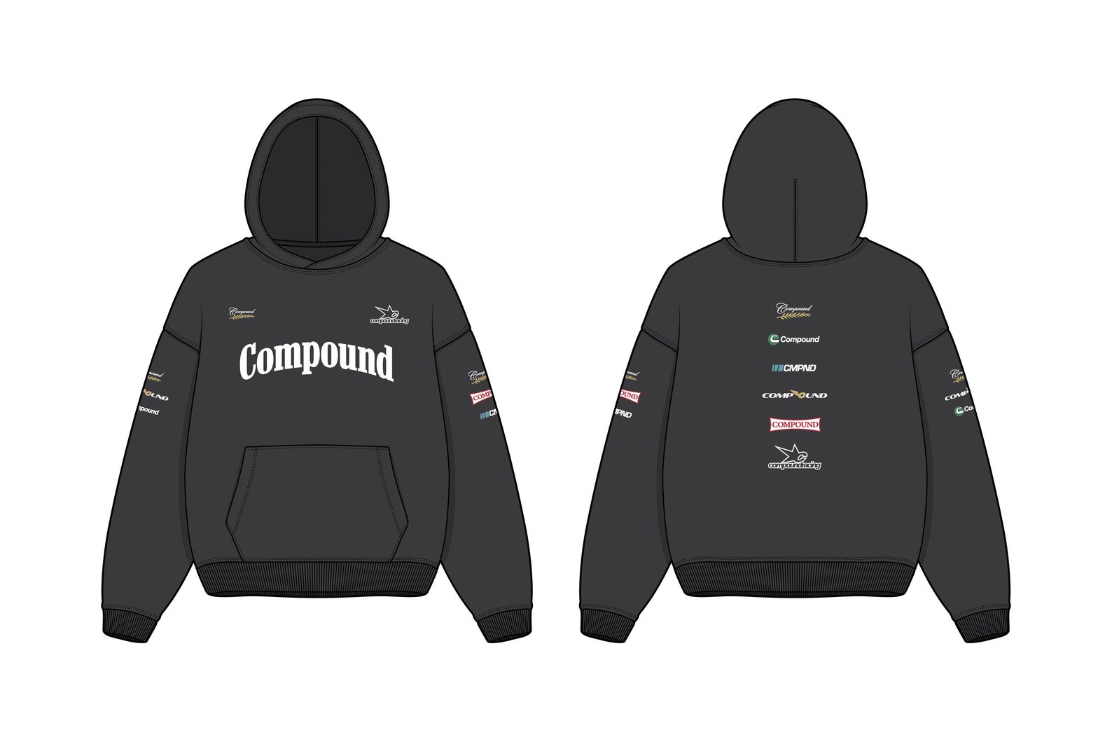 Oversized Hoodie Technical Drawing - Etsy
