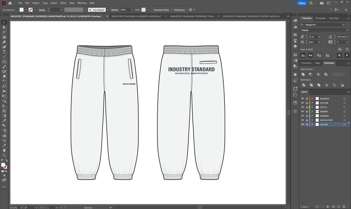Oversized Sweatpants Technical Drawing - Etsy
