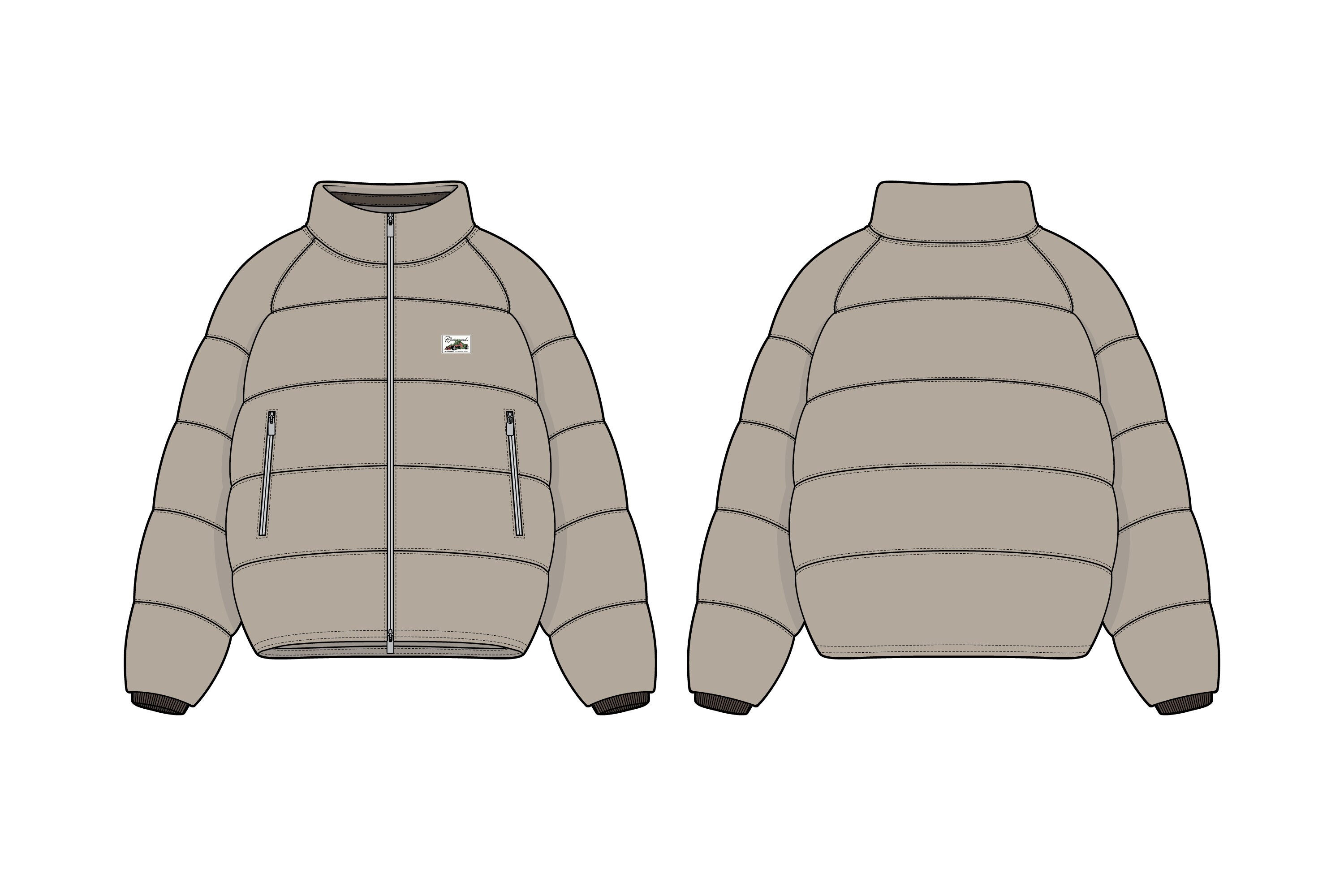 Puffer Jacket Technical Drawing - Etsy