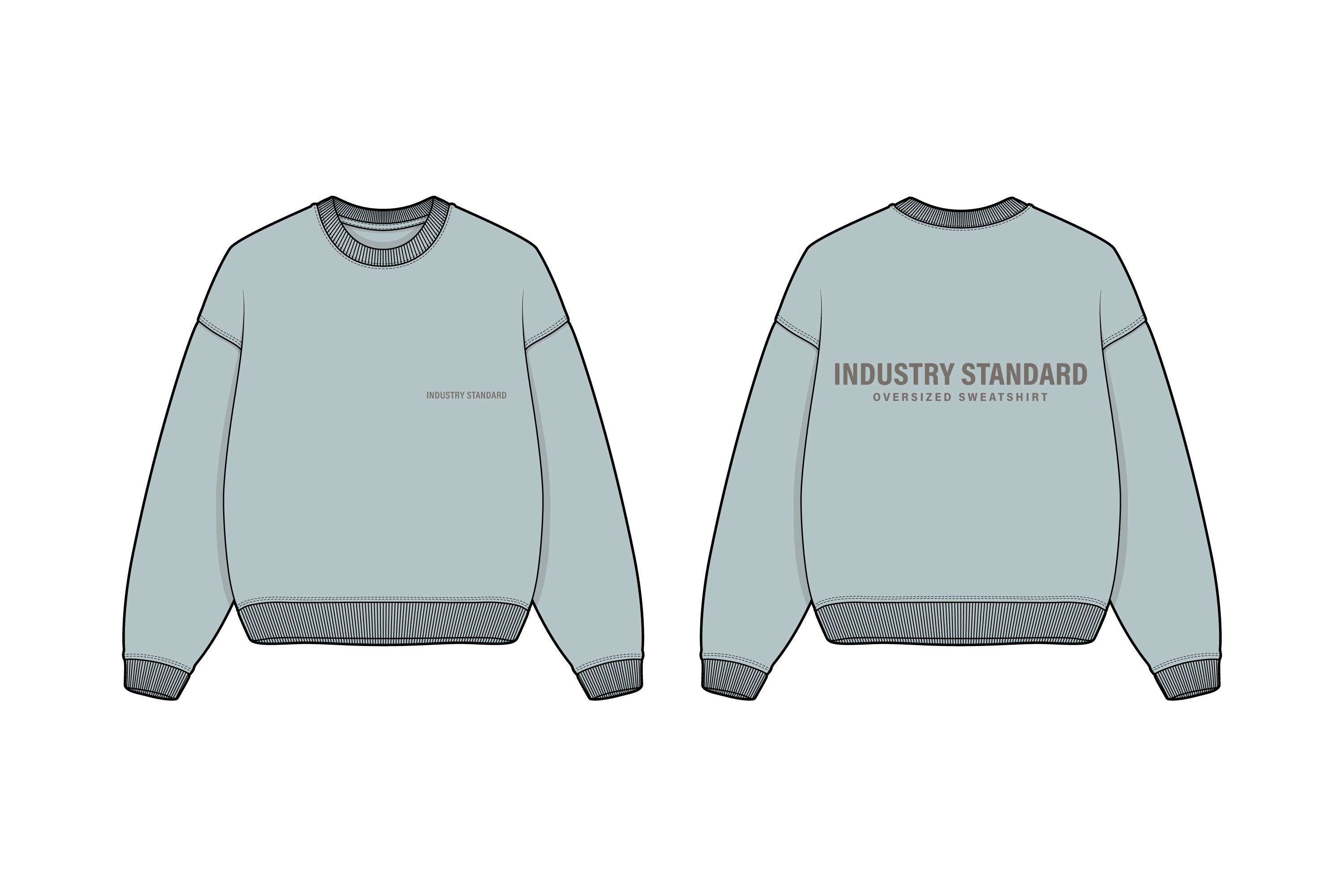Oversized Sweatshirt Technical Drawing - Etsy