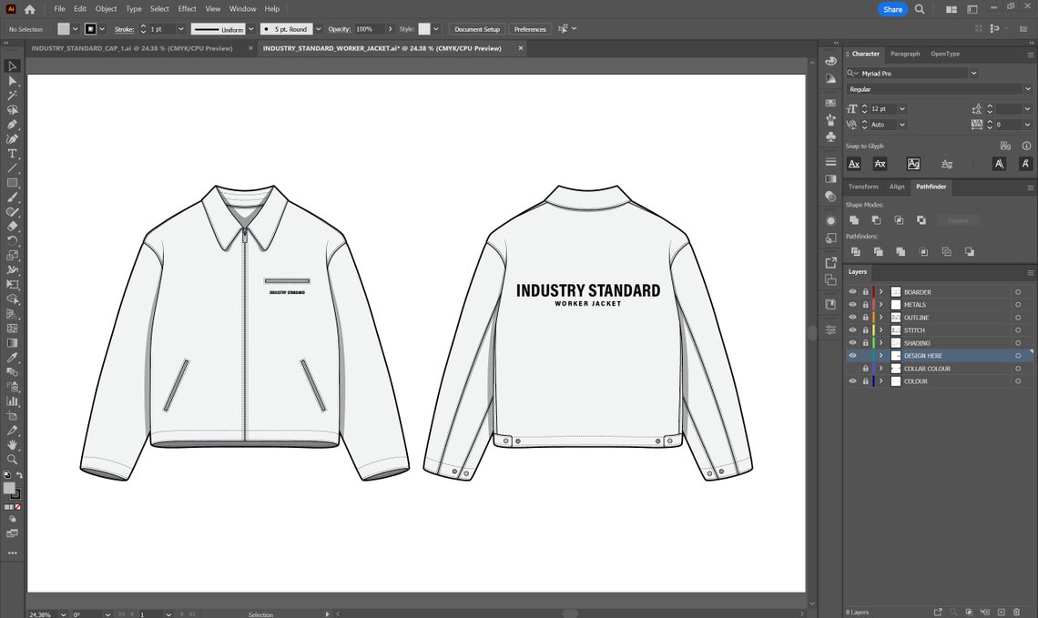 Worker Jacket Technical Drawing - Etsy