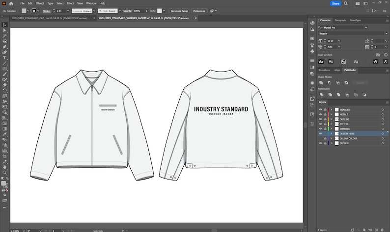 Worker Jacket Technical Drawing - Etsy