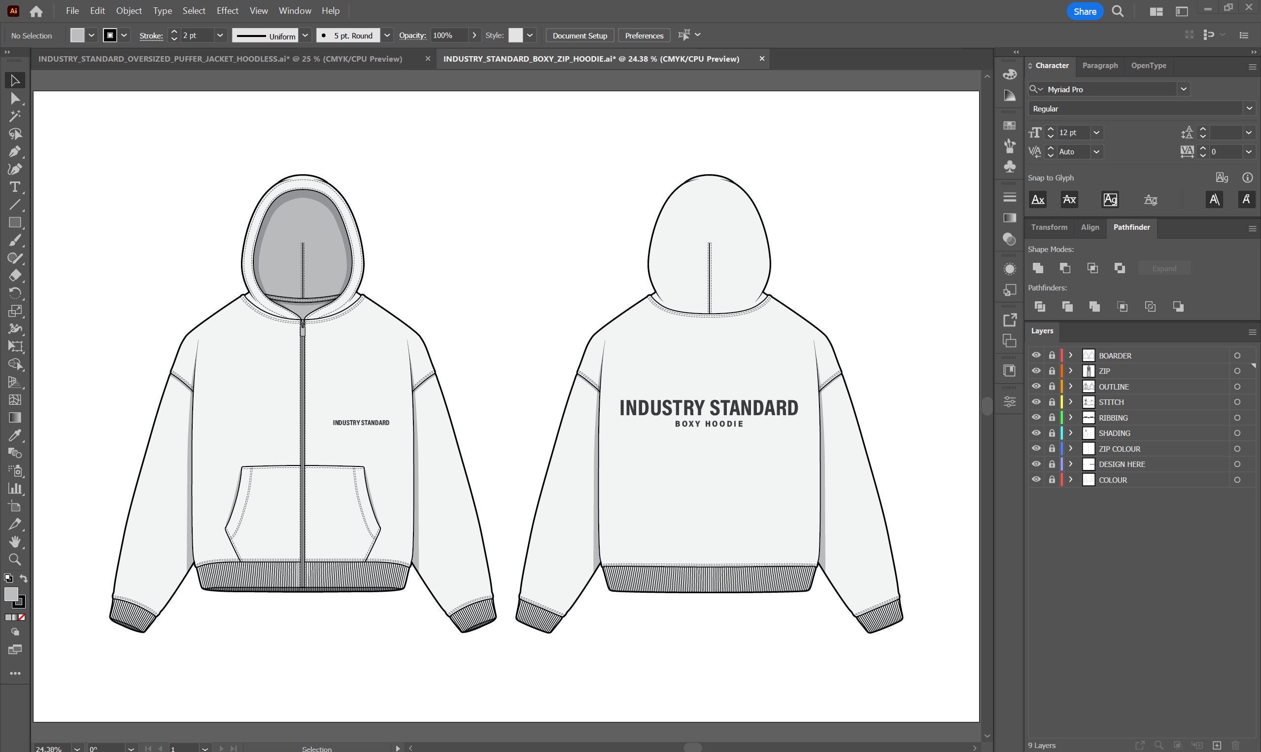 Boxy Fit Zip Hoodie Technical Drawing - Etsy Canada