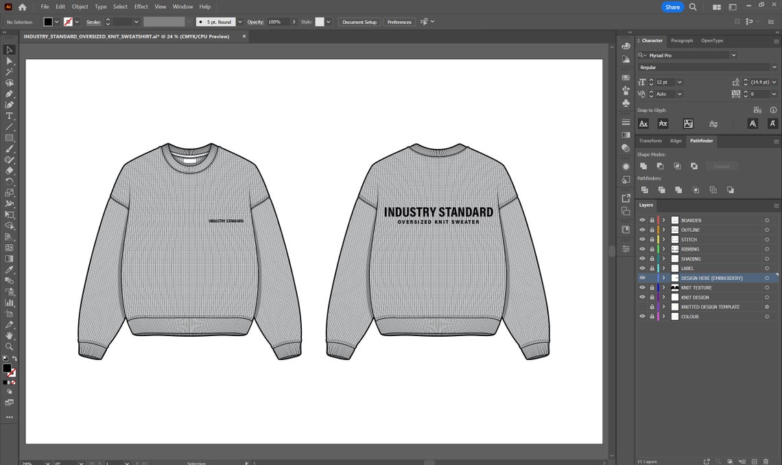 Oversized Knit Sweater Advanced Technical Drawing - Etsy