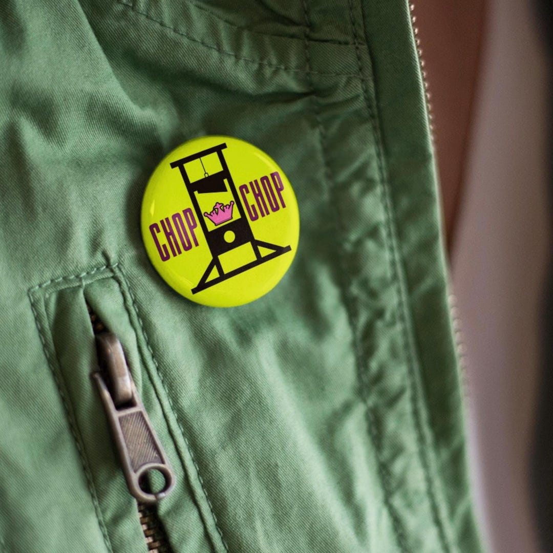 No Kings Neon Yellow Unity Guillotine-chop Chop-protest Button Fighting ...