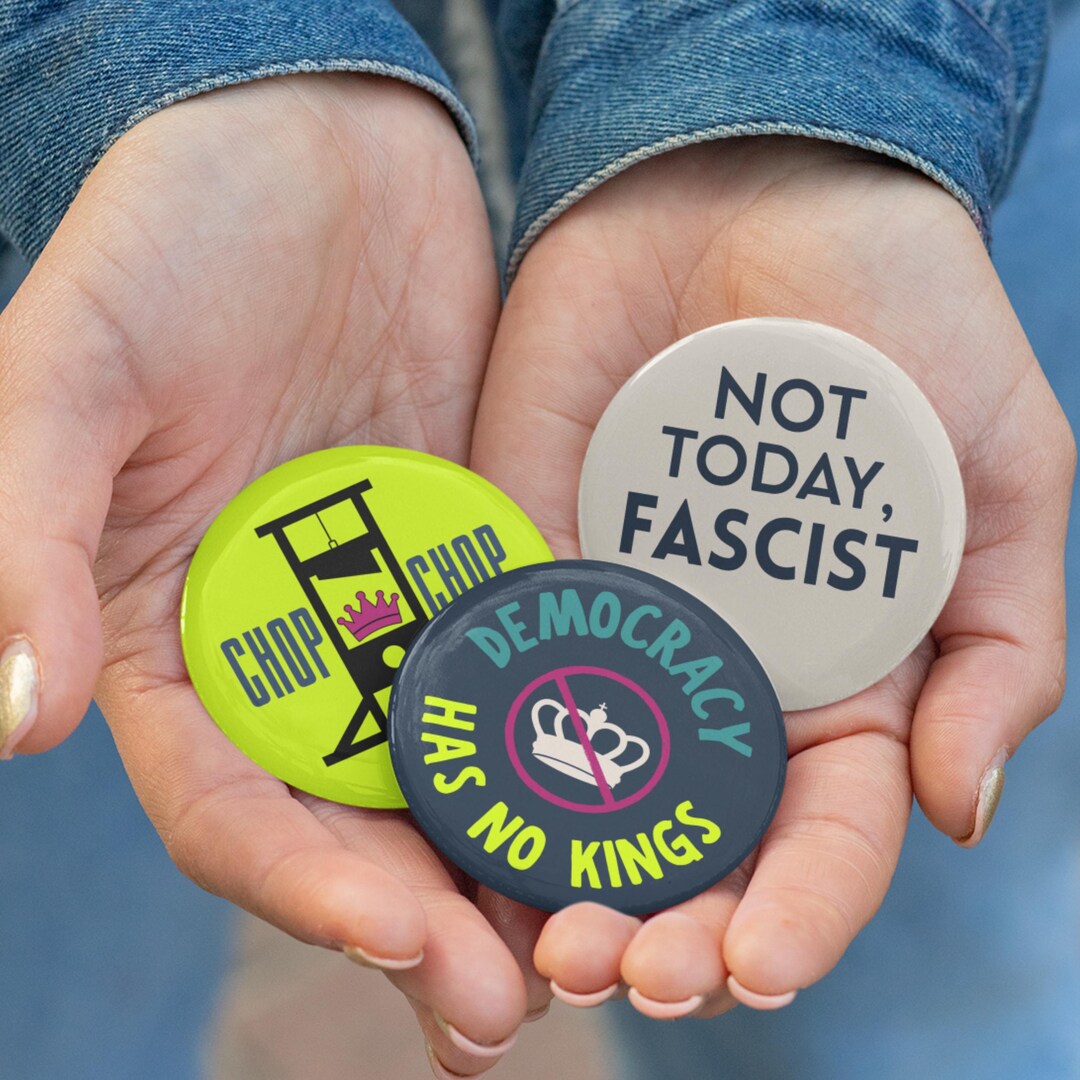 Democracy Has No Kings Buttons, No Kings Protest Pin, Anti ...