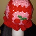 Granny Square Bucket Hat With a Ruffle Brim and Cherry Applique Accents ...