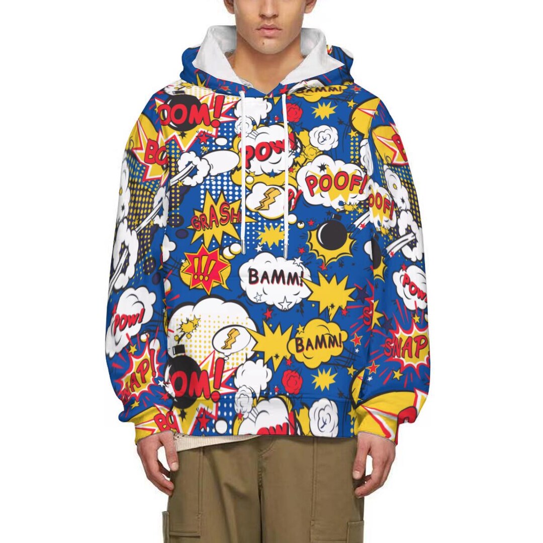 Cartoon All Over Hoodie, Graphic Comic Sweatshirt Exclusive Hoodie ...