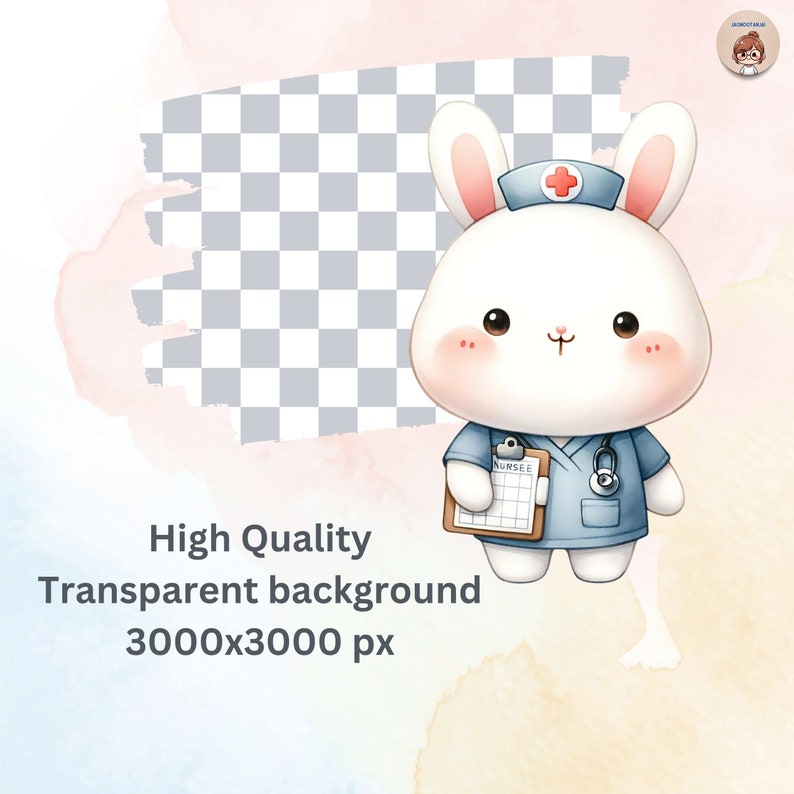 Watercolor Bunny Nurse Clipart,bunny Nurse Png,nurse Day,gife for Nurse ...