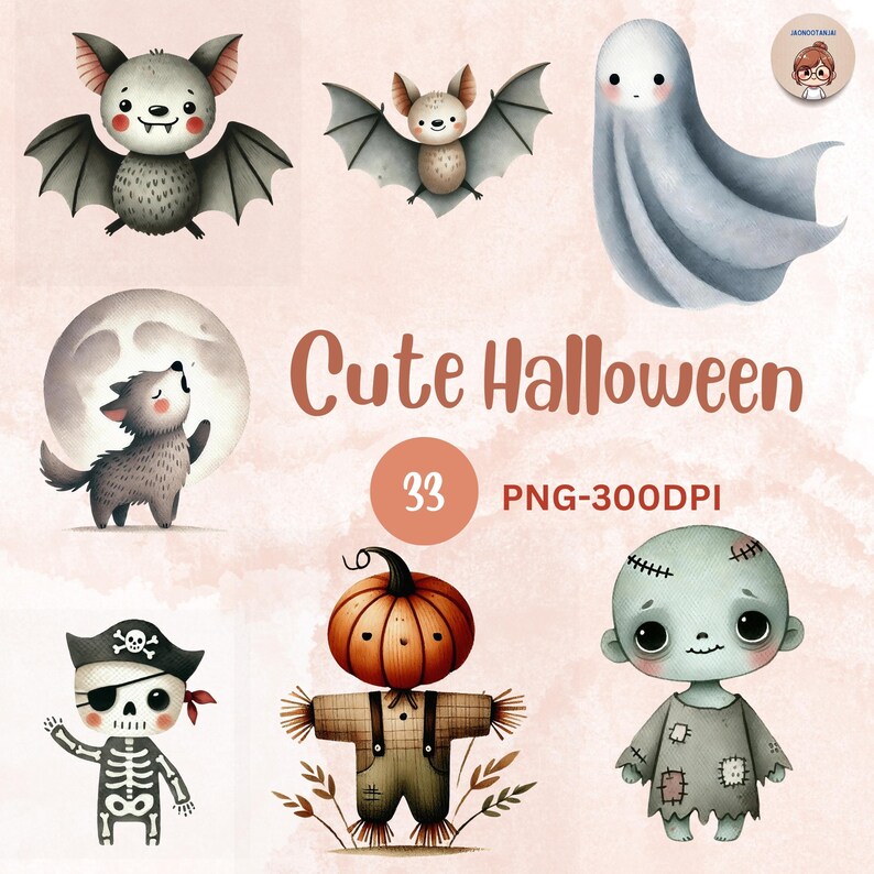 A Cute Halloween Day,pumpkin,ghost,vampire,mummy-wrapped,witch,spider ...