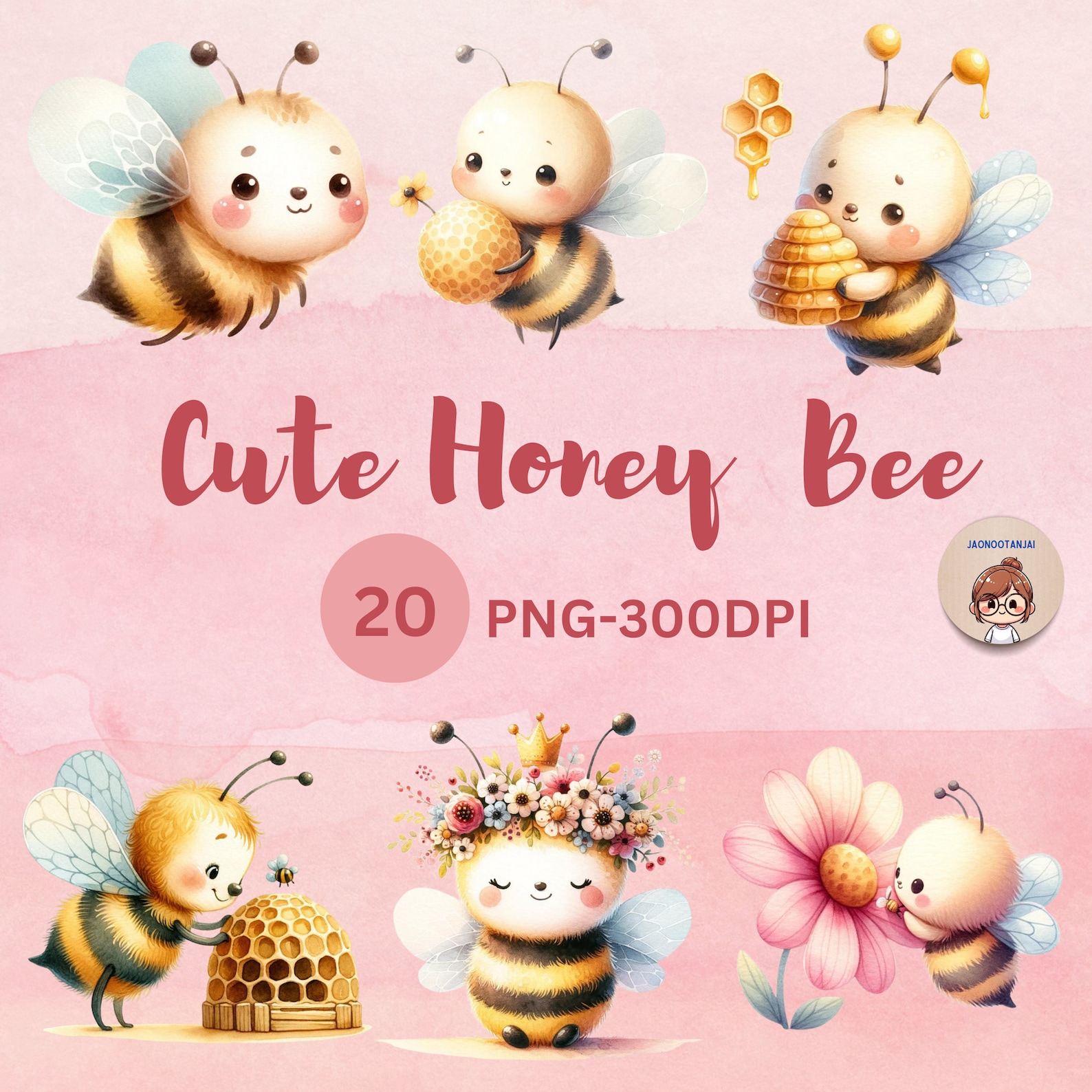 Watercolor Honey Bee Clipart ,cute Bee Png,bee Carry Honeycomb Clipart ...