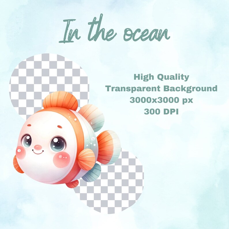 Watercolor Animal in the Ocean Clipart,sea Animal ,sea Life,clipart ...