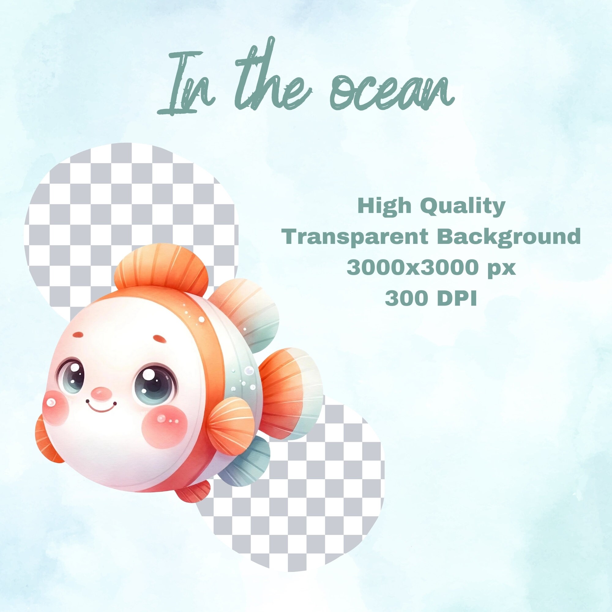 Watercolor Animal in the Ocean Clipart,sea Animal ,sea Life,clipart ...