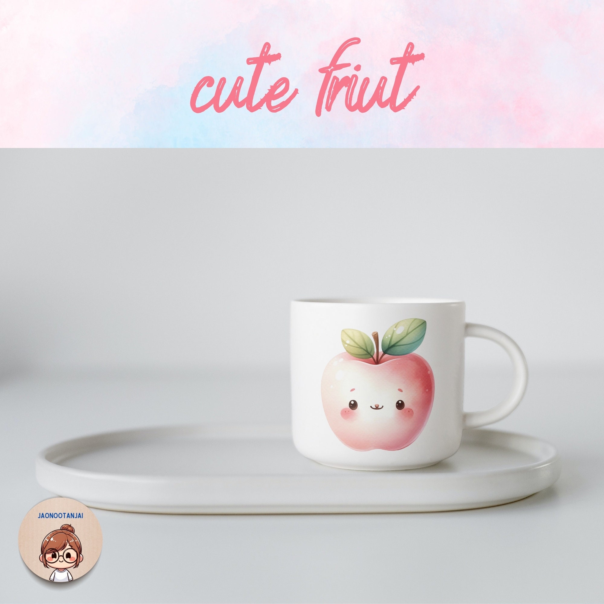 Watercolor Cute Fruit Clipart, Apple, Orange, Watermelon, Kivi, Papaya ...