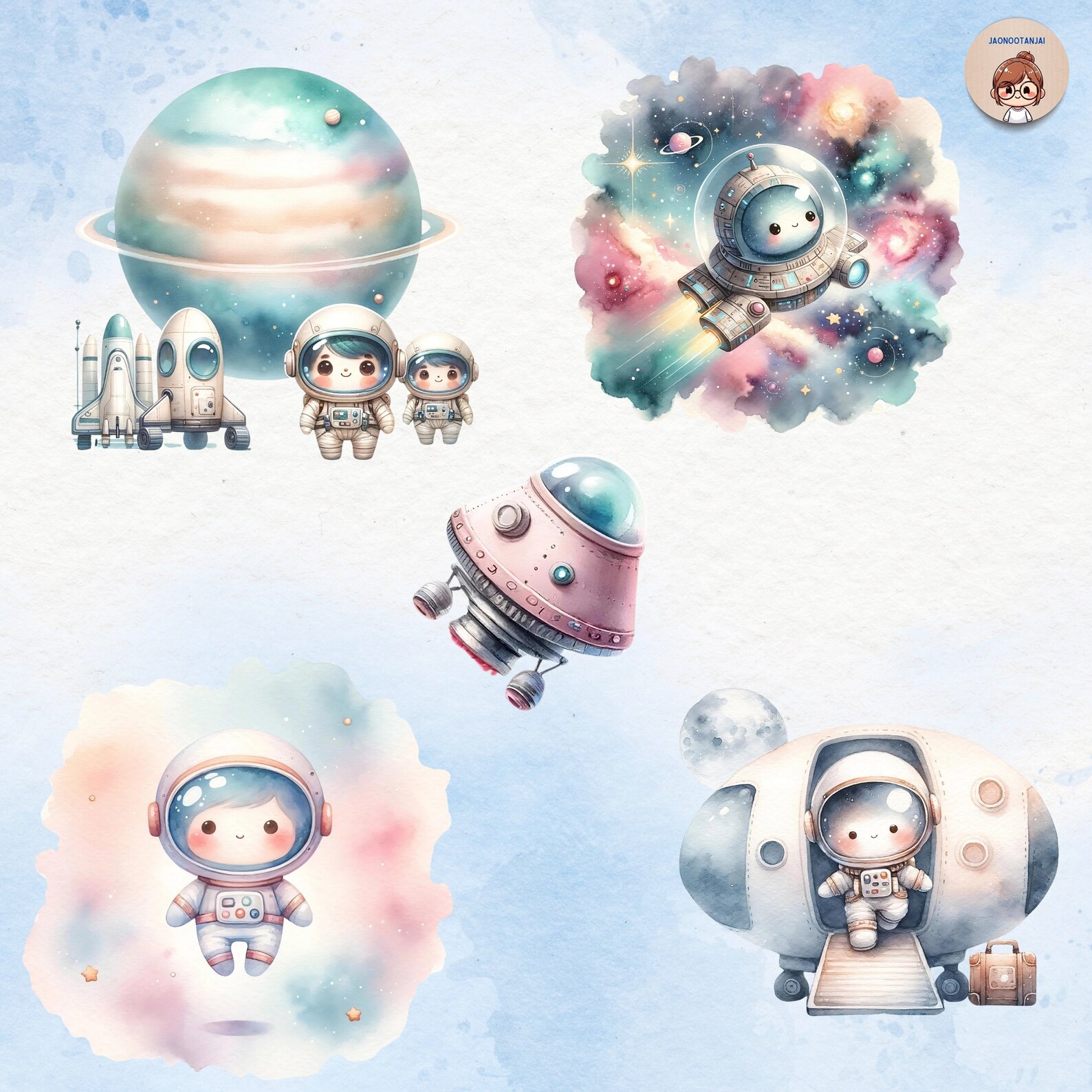 Watercolor Space Clipart, Astronaut Clipart,spacecraft Png ...