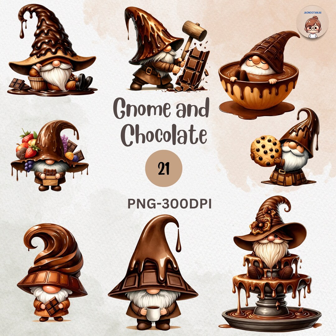 Watercolor a Cute Gnome and Chocolate Clipart,gnome Chocolate Png ...