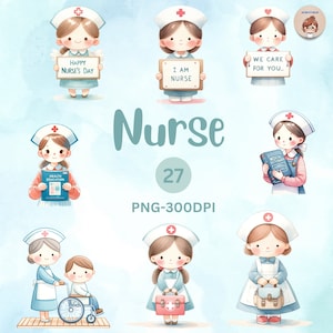Watercolor Nurse Clipart,healthcare Medical Clipart,cute Nurse Png ...