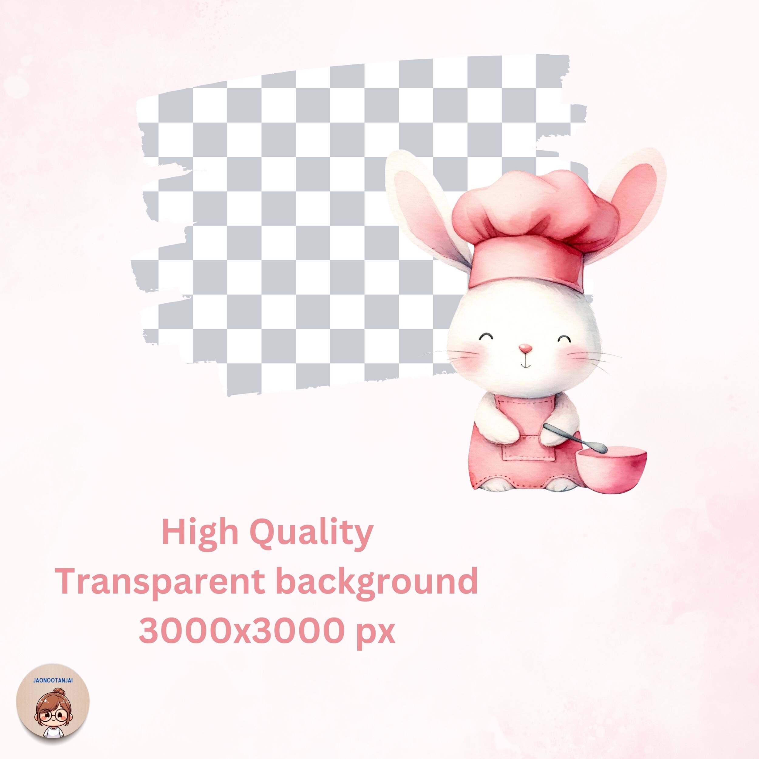 Watercolor Pink Bunny Easter Clipart,pink Rabbit Png,cute Pink Rabbit ...