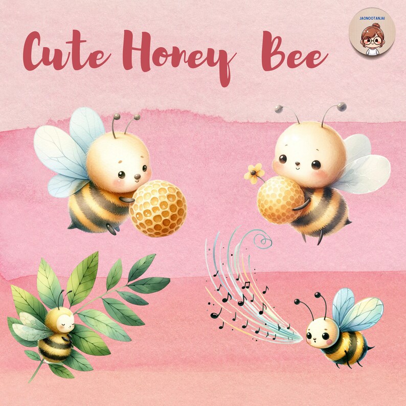 Watercolor Honey Bee Clipart ,cute Bee Png,bee Carry Honeycomb Clipart ...
