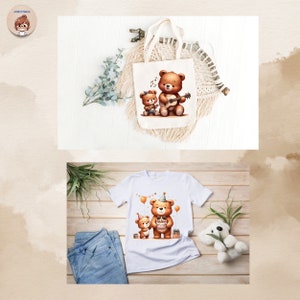 Watercolor Father Bear Clipart,father's Day Png,fatherbear and Child ...