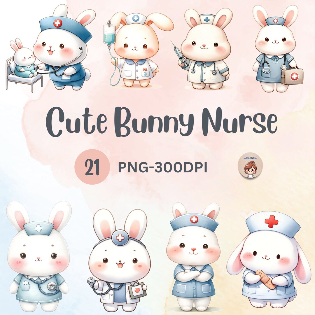 Watercolor Bunny Nurse Clipart,bunny Nurse Png,nurse Day,gife for Nurse ...