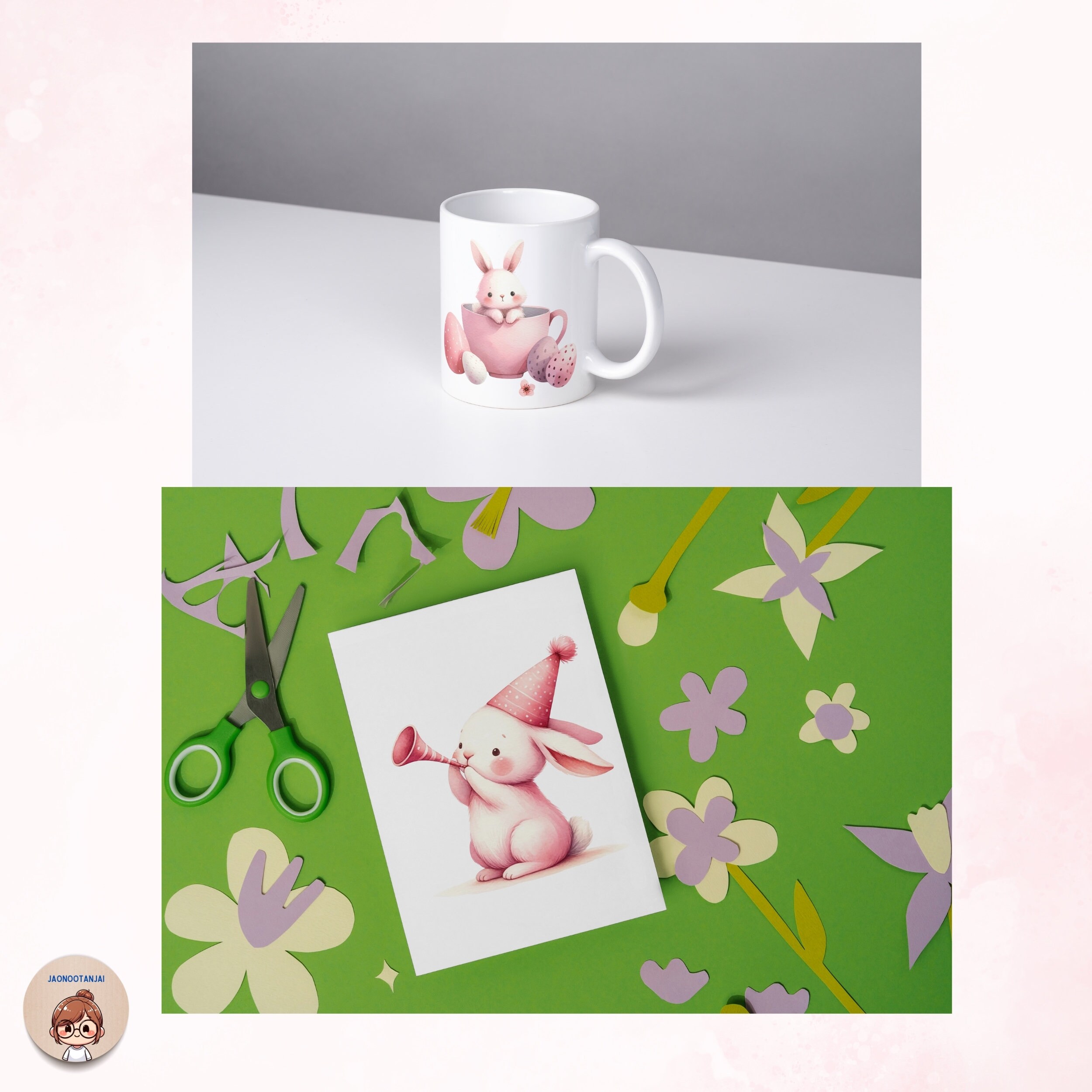 Watercolor Pink Bunny Easter Clipart,pink Rabbit Png,cute Pink Rabbit ...