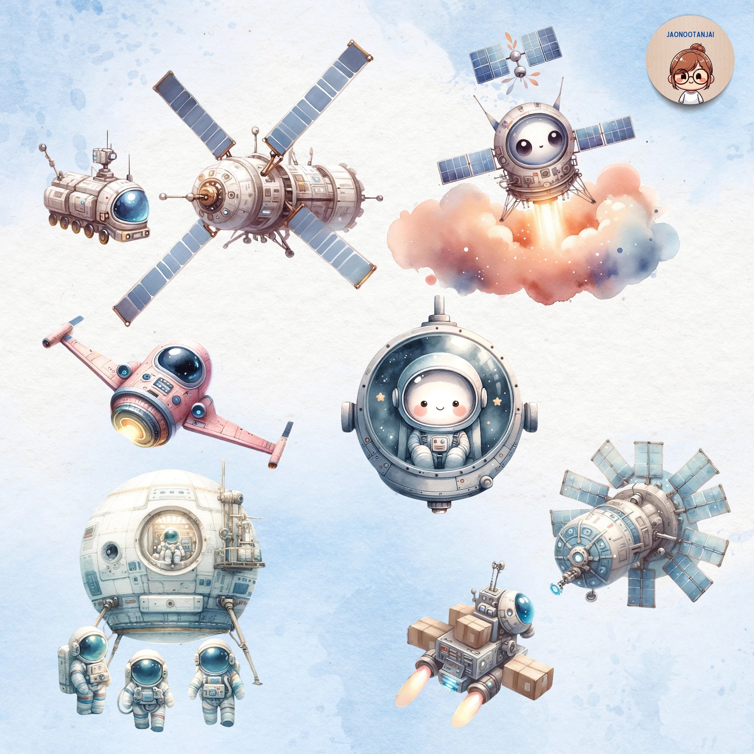 Watercolor Space Clipart, Astronaut Clipart,spacecraft Png ...