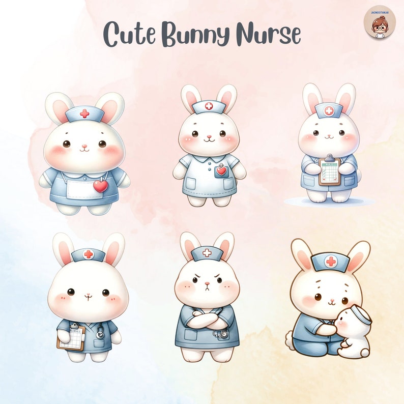 Watercolor Bunny Nurse Clipart,bunny Nurse Png,nurse Day,gife for Nurse ...