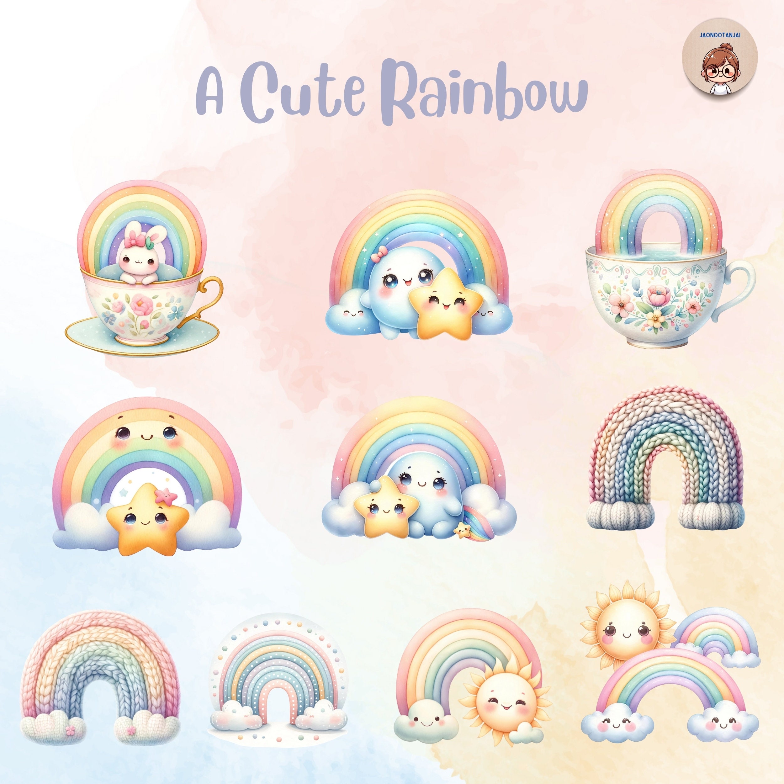 Watercolor a Cute Rainbow Clipart,smile Rainbow Png,nursery Art,baby ...