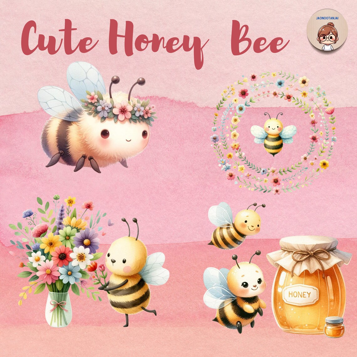 Watercolor Honey Bee Clipart ,cute Bee Png,bee Carry Honeycomb Clipart ...