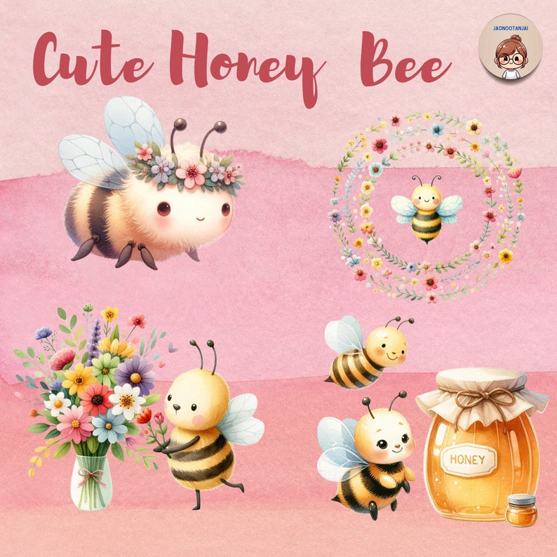 Watercolor Honey Bee Clipart ,cute Bee Png,bee Carry Honeycomb Clipart ...