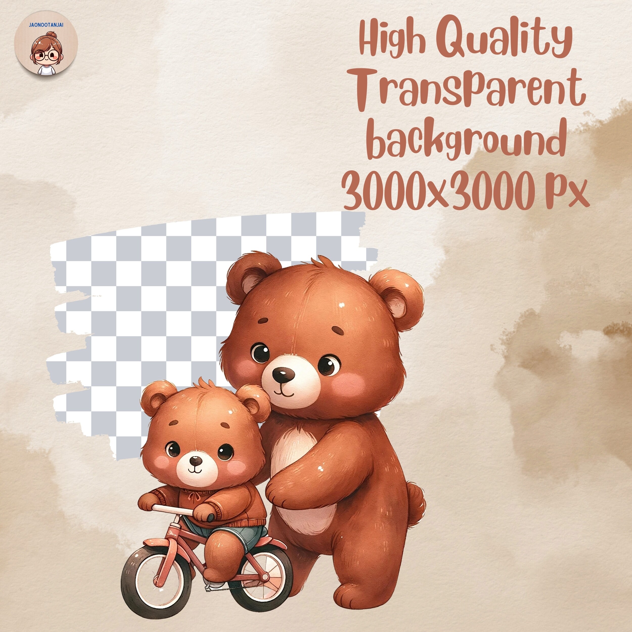 Watercolor Father Bear Clipart,father's Day Png,fatherbear and Child ...