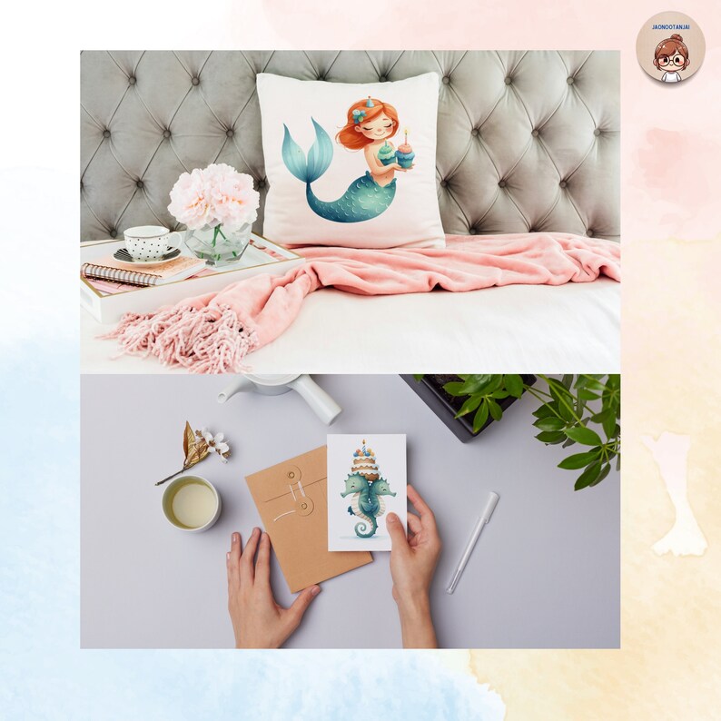 Watercolor Mermaid Birthday Clipart,cute Mermaid Png,birthday Party ...