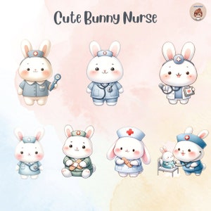 Watercolor Bunny Nurse Clipart,bunny Nurse Png,nurse Day,gife for Nurse ...