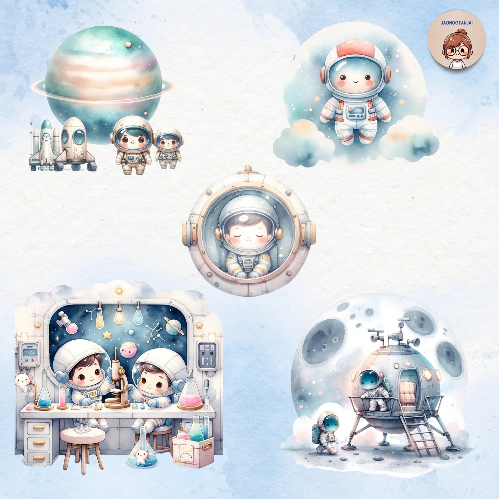 Watercolor Space Clipart, Astronaut Clipart,spacecraft Png ...