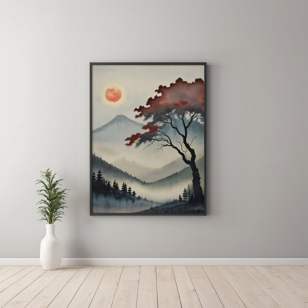 Mountain Tree Painting Digital Download - Etsy