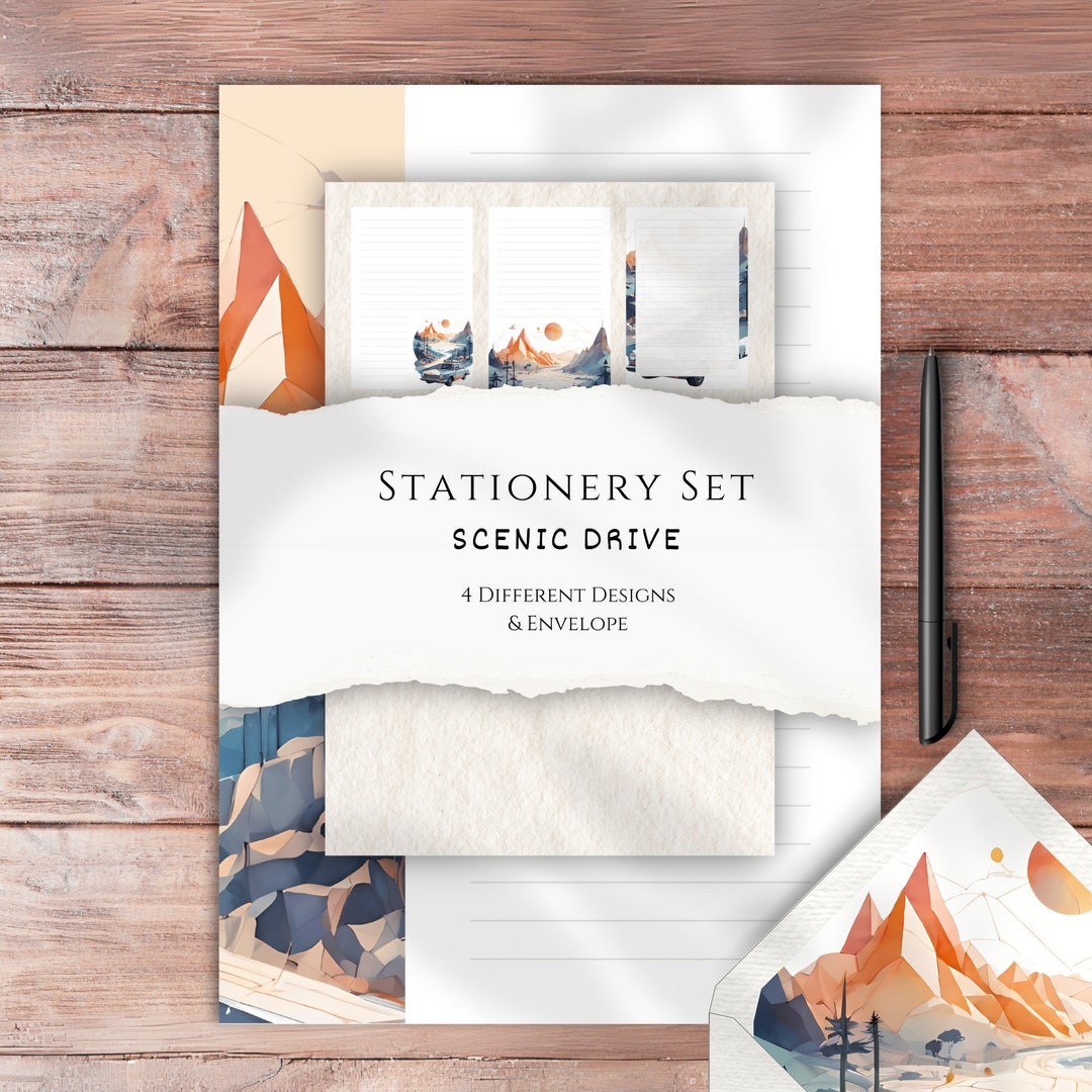 Stationery Set Road Trip Digital Paper & Letter Writing Set, US LETTER ...