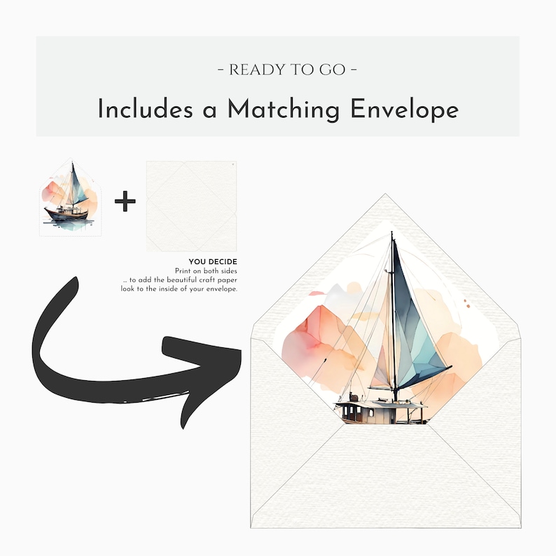 Stationery Set Boat Digital Paper & Letter Writing Set, US LETTER, DIN ...