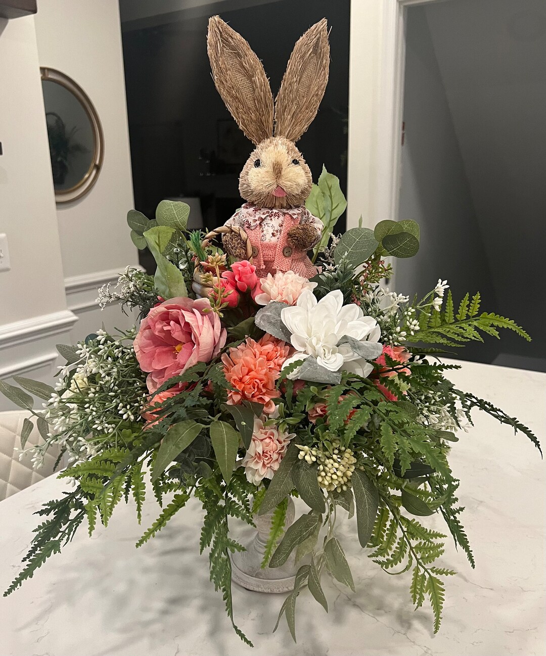 Easter Bunny Candlestick Floral Arrangement - Etsy