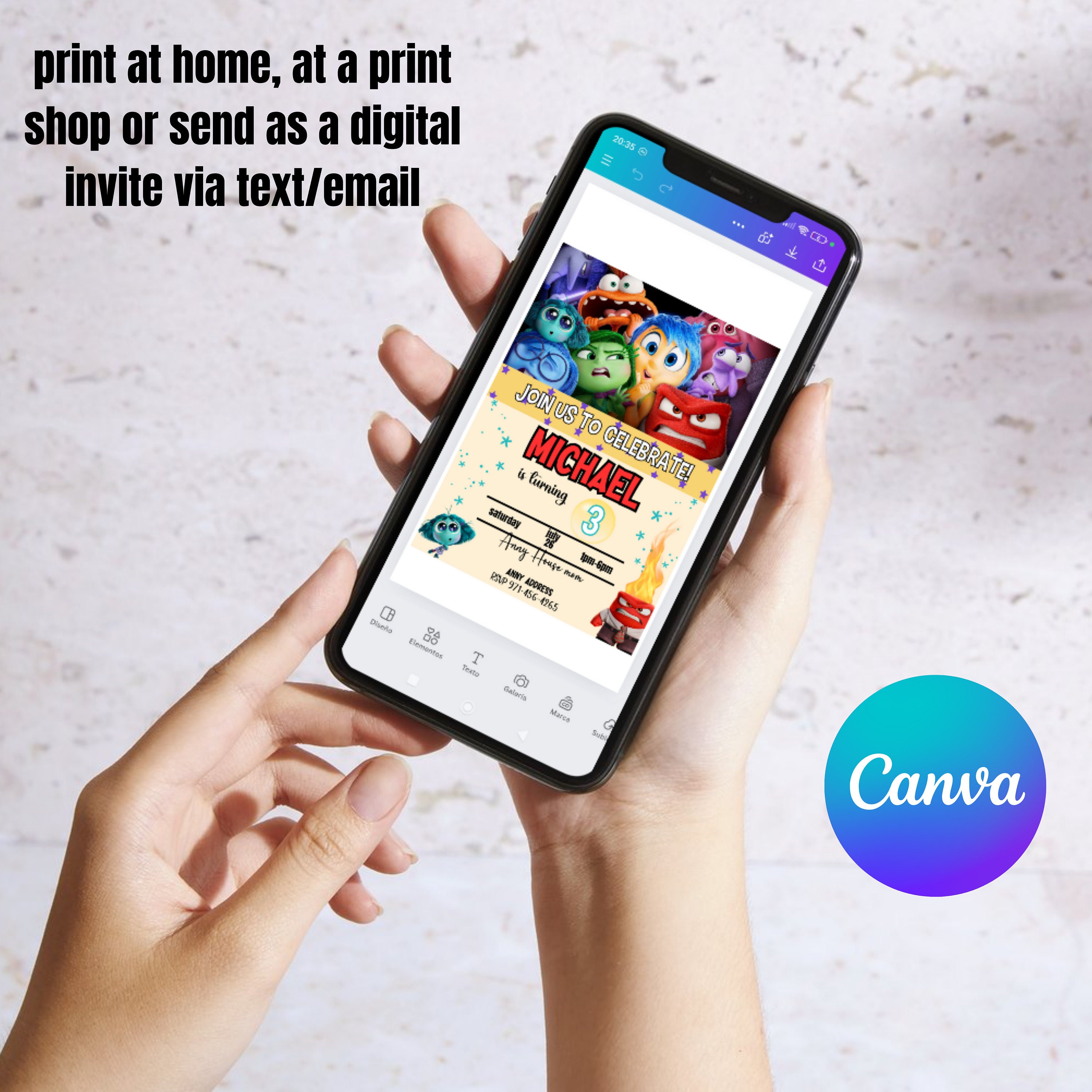 Editable Inside Out 2 Birthday Invitation Template With Canva - Etsy