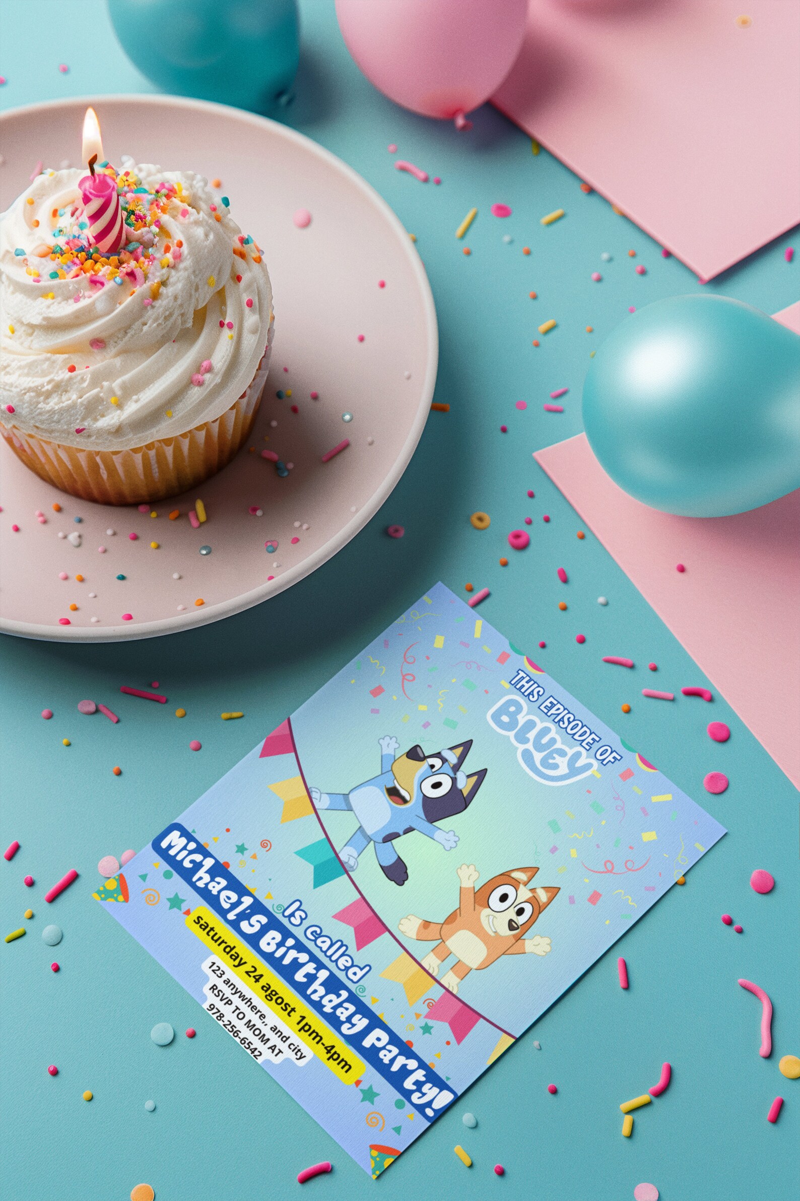 Bluey Editable Birthday Invitation | Digital Bday Party Invite | Blue ...